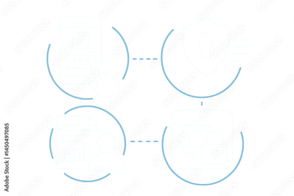 Digital security process flow featuring mobile verification, data ...