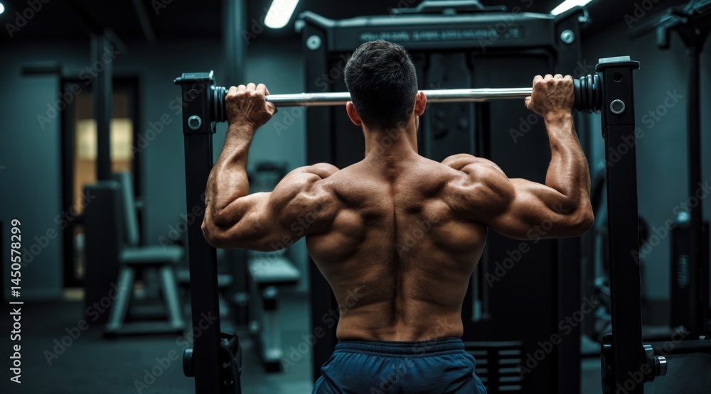 Focused Lat Pulldown Exercise with Defined Back Muscles in Gym Setting ...