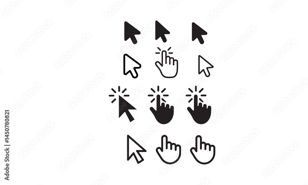 Vector de Stock This graphic set displays various click icons ...