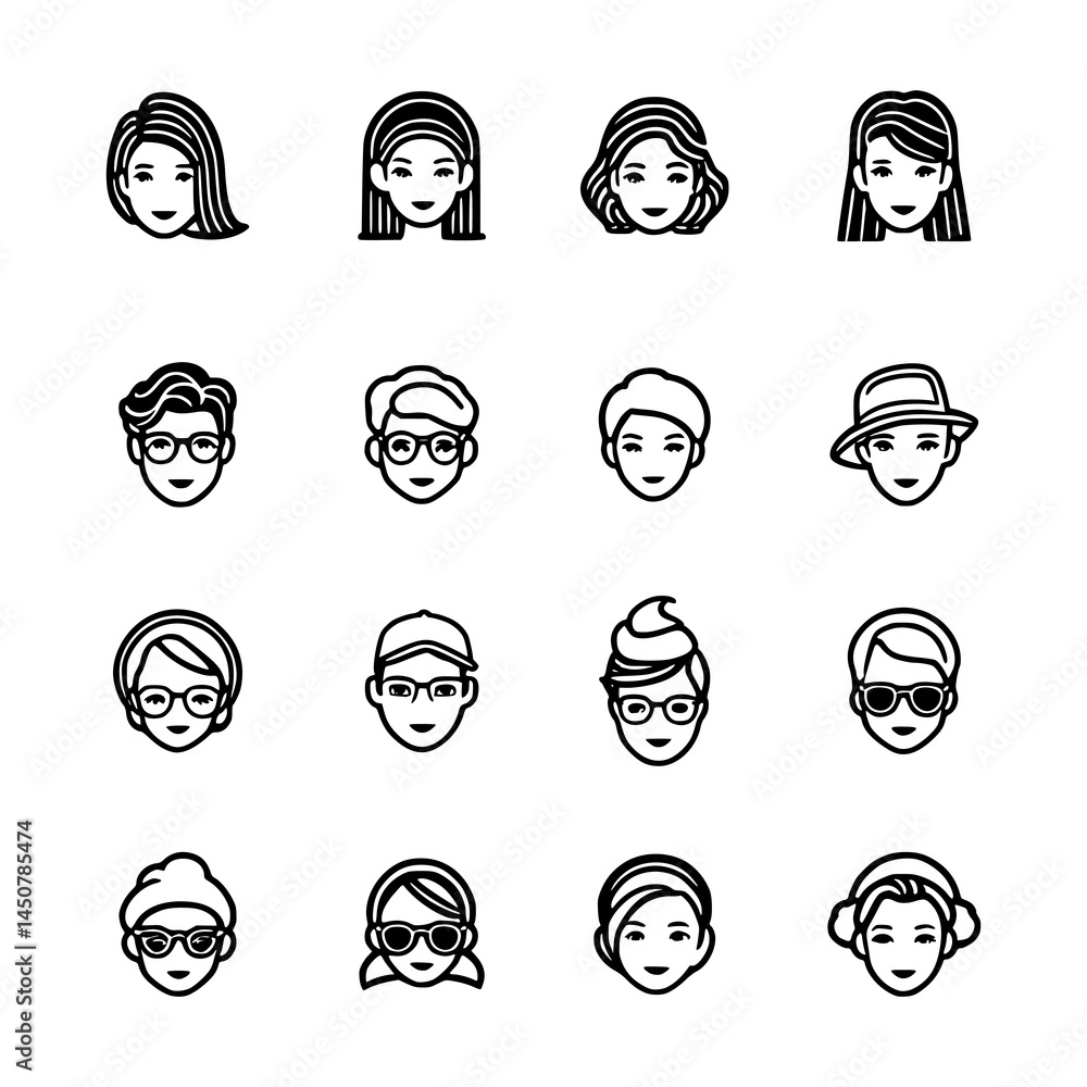 Diverse generation Z vector, contains such icons as people face, black ...