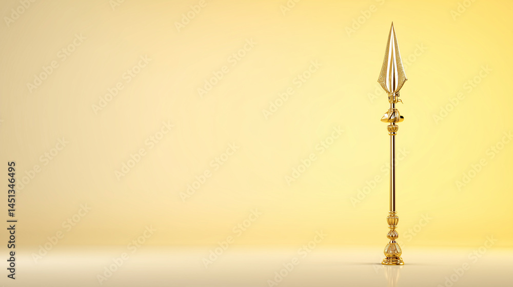 ภาพถ่าย Stock sacred golden vel (spear) symbol of Murugan, standing ...