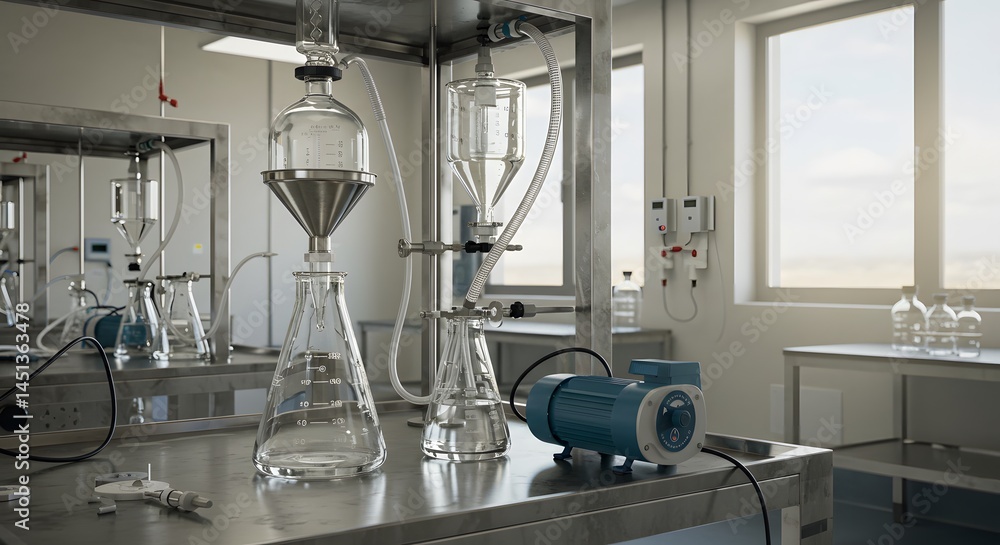 Photo Stock Modern Chemistry Lab Equipment Setup: A Detailed View of ...