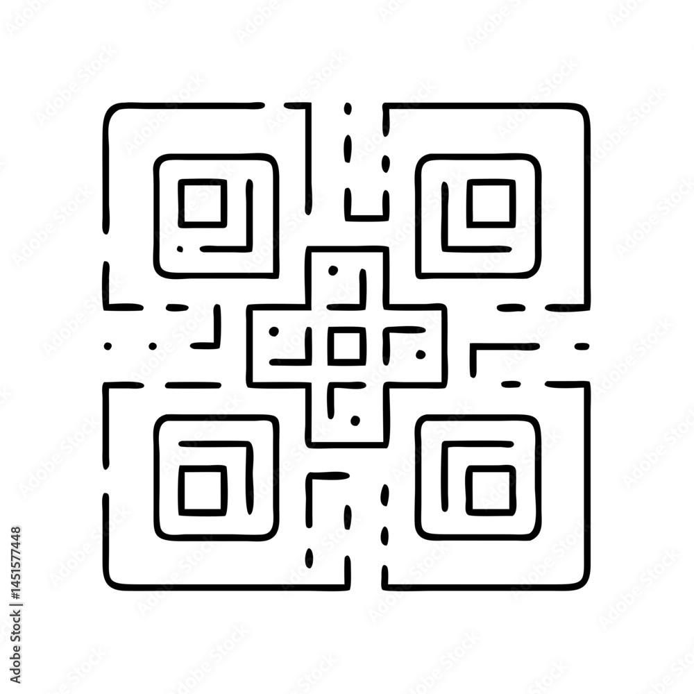 qr code icon, qr code line art - simple line art of qr code, perfect ...