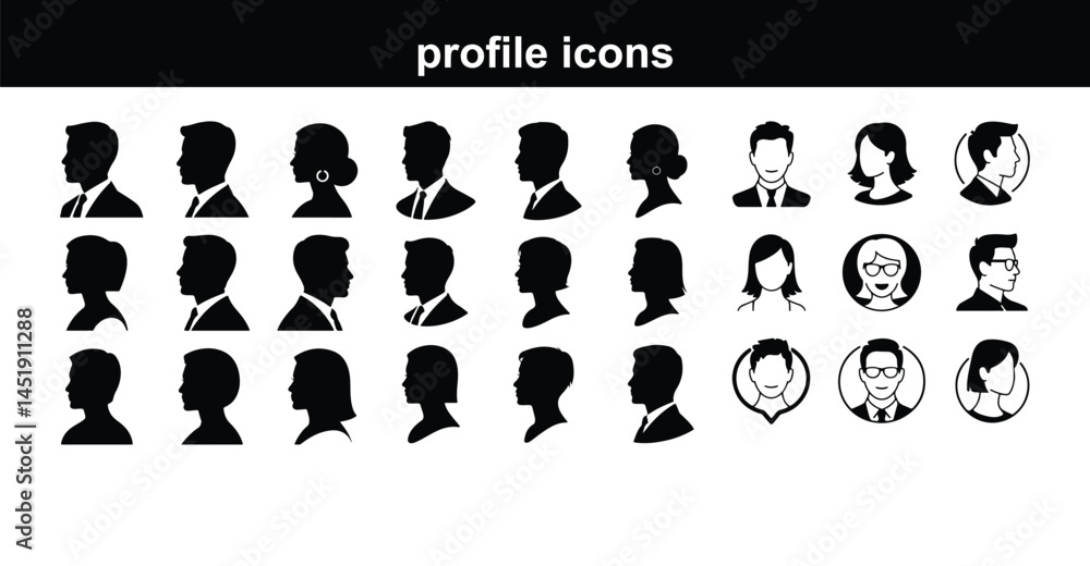 Avatar & Profile Icon Silhouette Set | User Icons Collection Profile ...