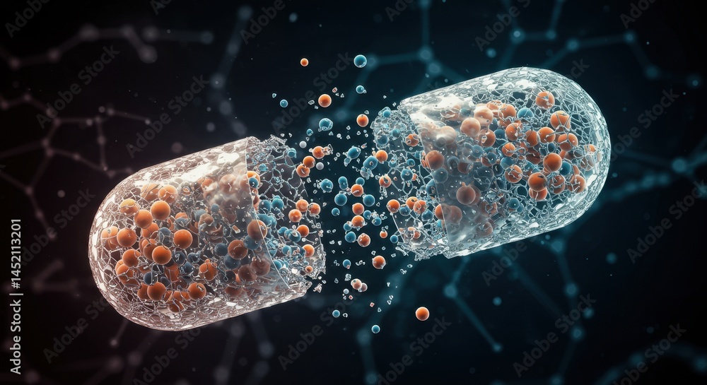 Stock-Foto „Microscopic View of a Shattering Capsule Revealing ...