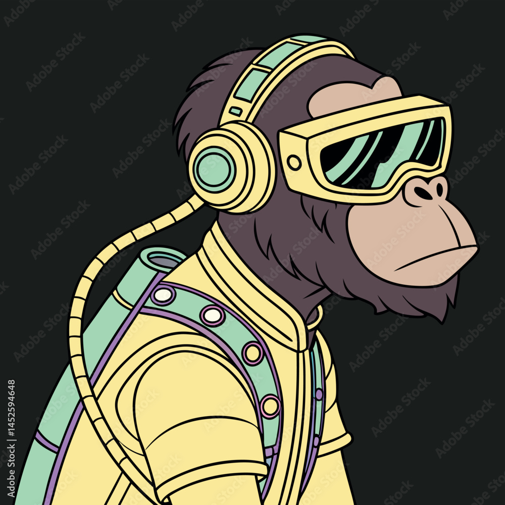Cyberpunk Ape with VR Headset and Spacesuit Ai-Generated Stock Vector ...