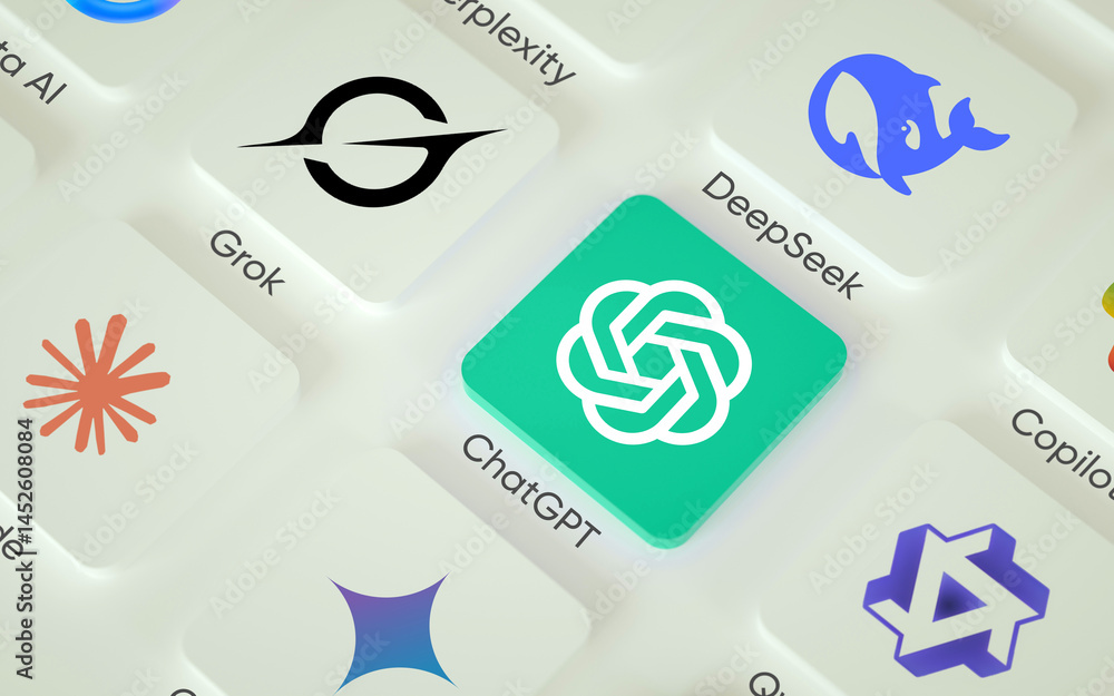 Ho Chi Minh City, Viet Nam - May, 3rd, 2025 Illustration of ChatGPT, Gemini and DeepSeek ...