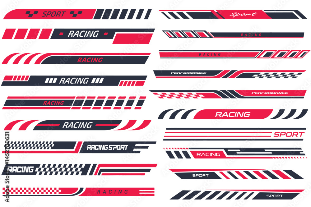 racing stripe vector set, race car vector, checkered flag designs ...