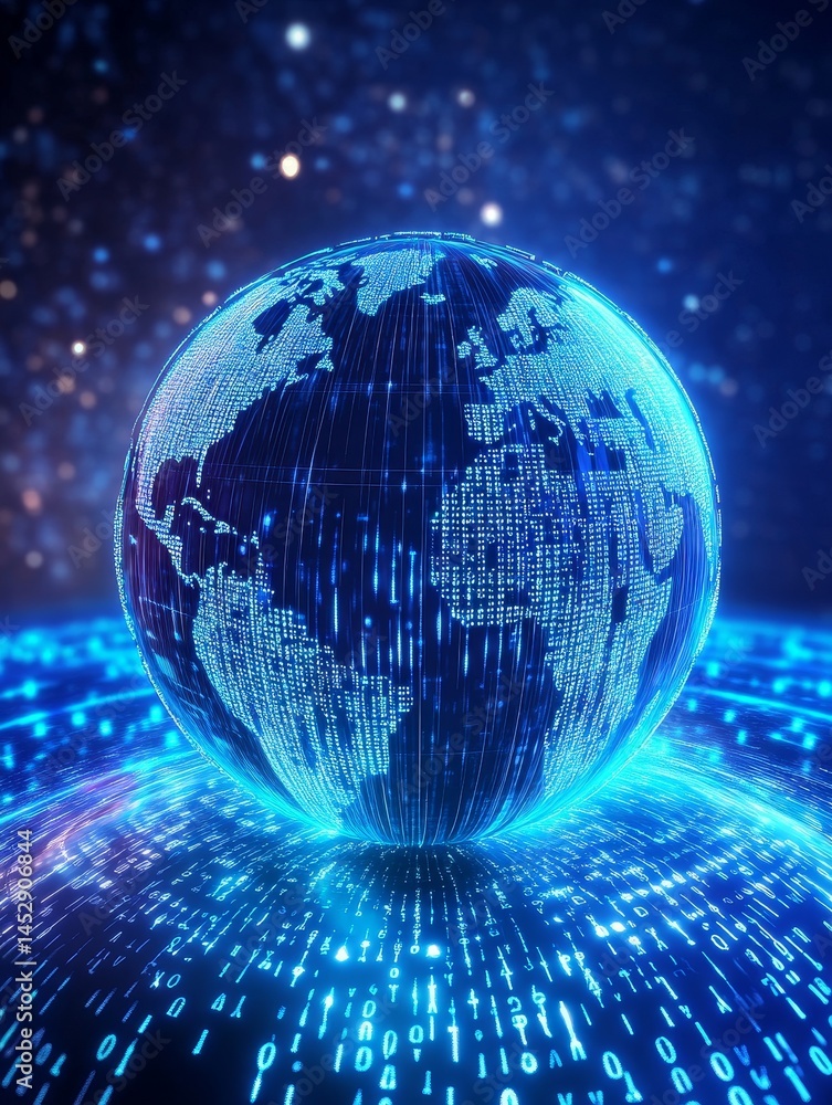 Global Network Sphere - A glowing globe symbolizes global connectivity ...