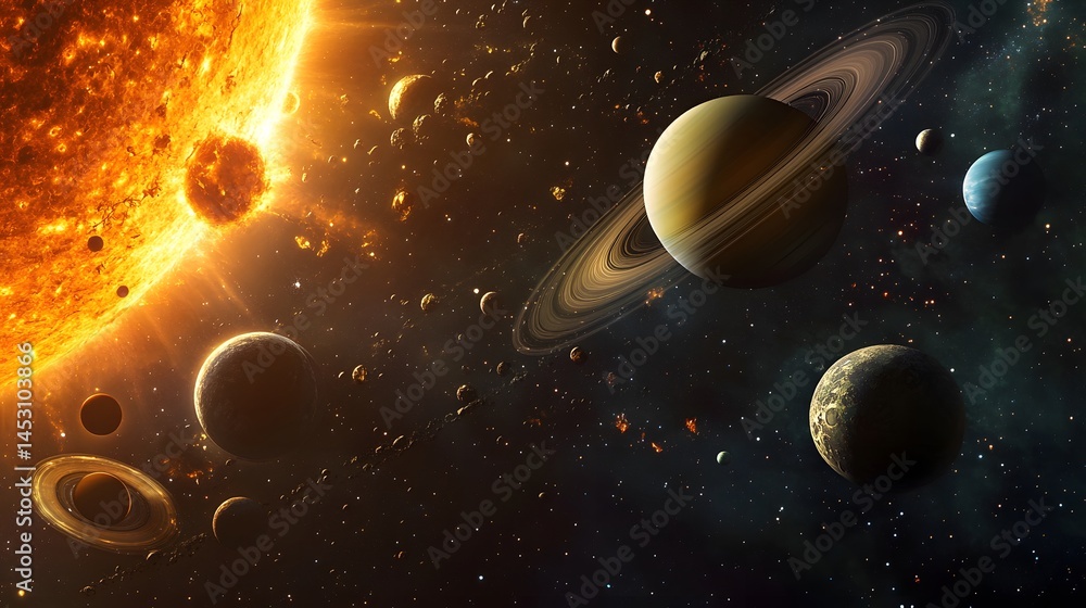 Solar System with Moons: The solar system with major moons of each ...