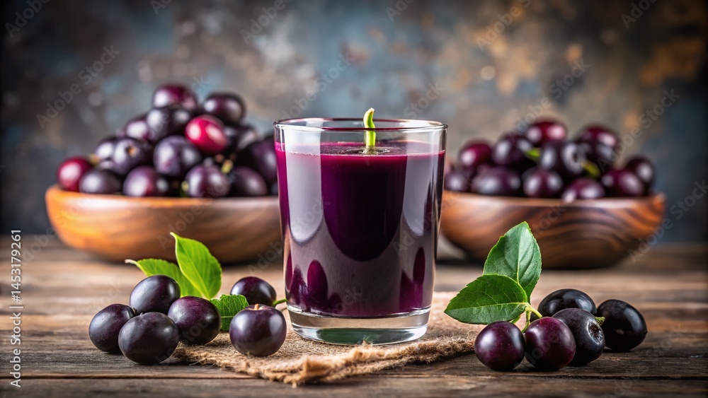 Jamun Juice Glass, Java Plum Drink, Jambolan Plum Beverage, Healthy Refreshment, Purple Fruit ...