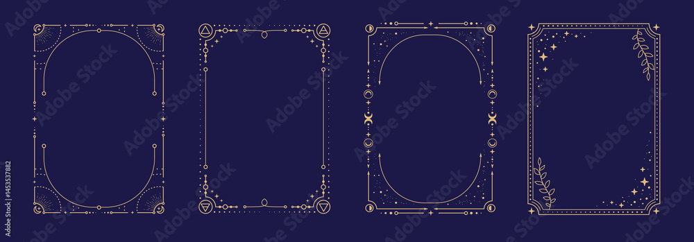 Set of modern magic witchcraft astrology frames with Four Elements ...