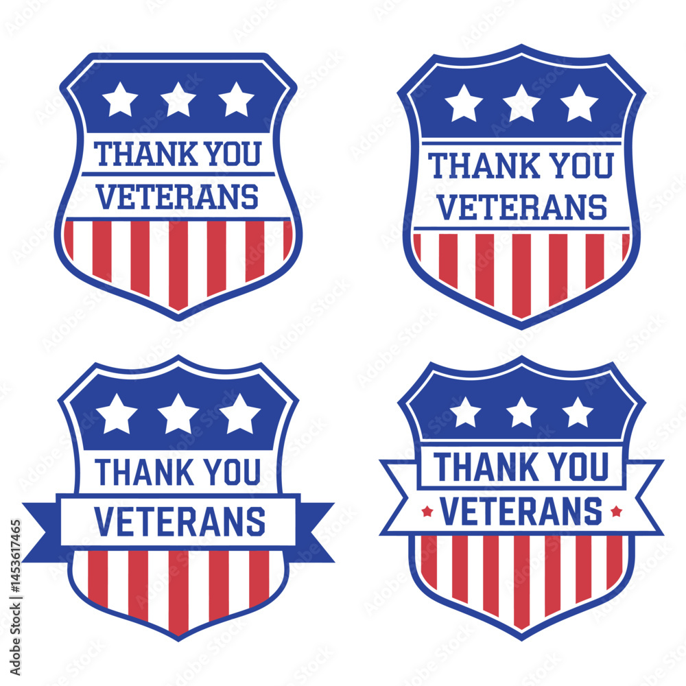 Searchable Title: Thank You Veterans Vector Badge Set, Veterans day ...