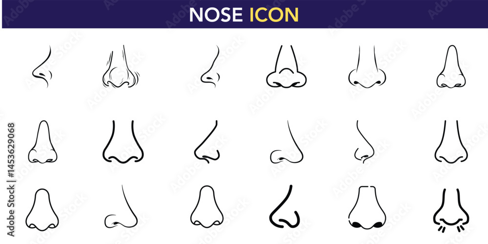Nose and Nasal Conditions Icon Set. Thin Line Vector Symbols of ...