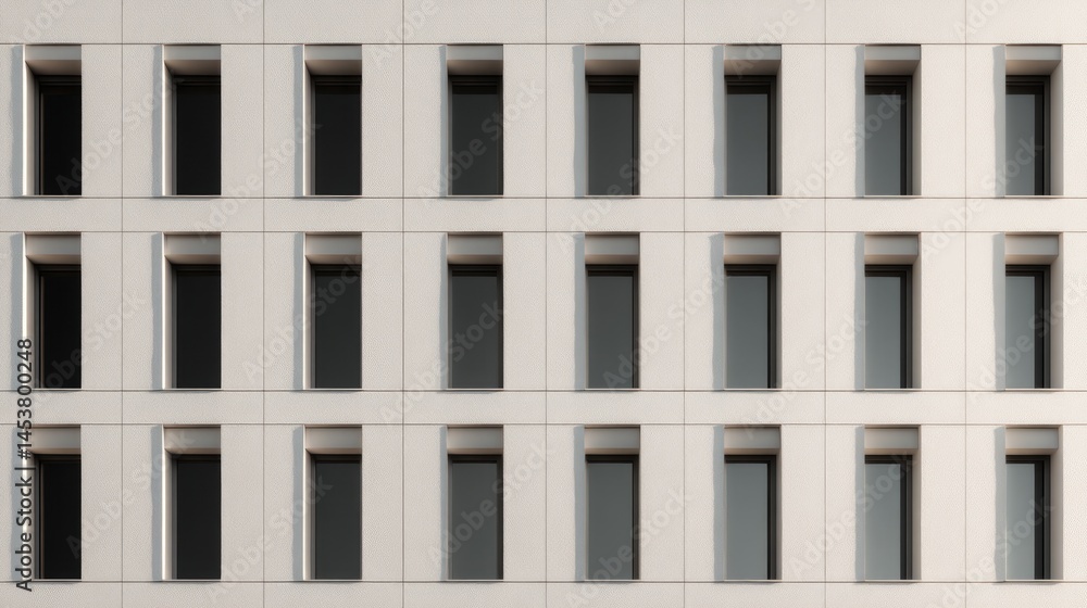 symmetrical pattern of urban on modern building facade emphasizing ...
