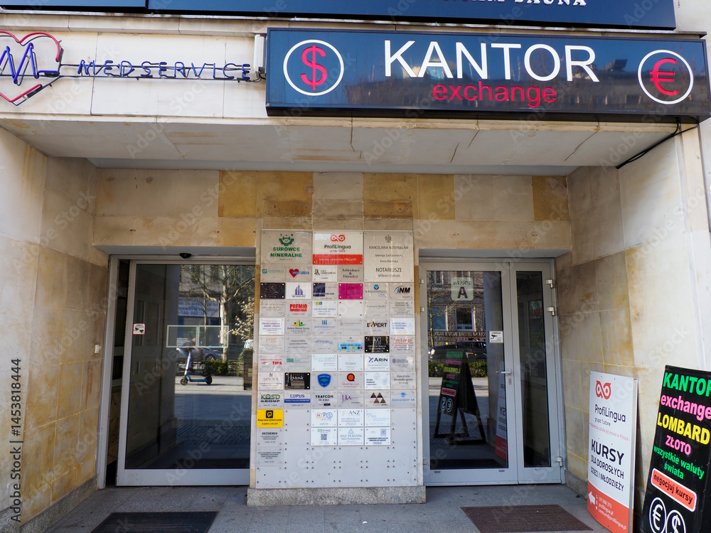 Modern Kantor Office Building Entrance with Multiple Business Signage ...