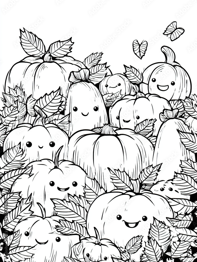 Cute halloween pumpkin coloring page for kids and adults printable fall ...