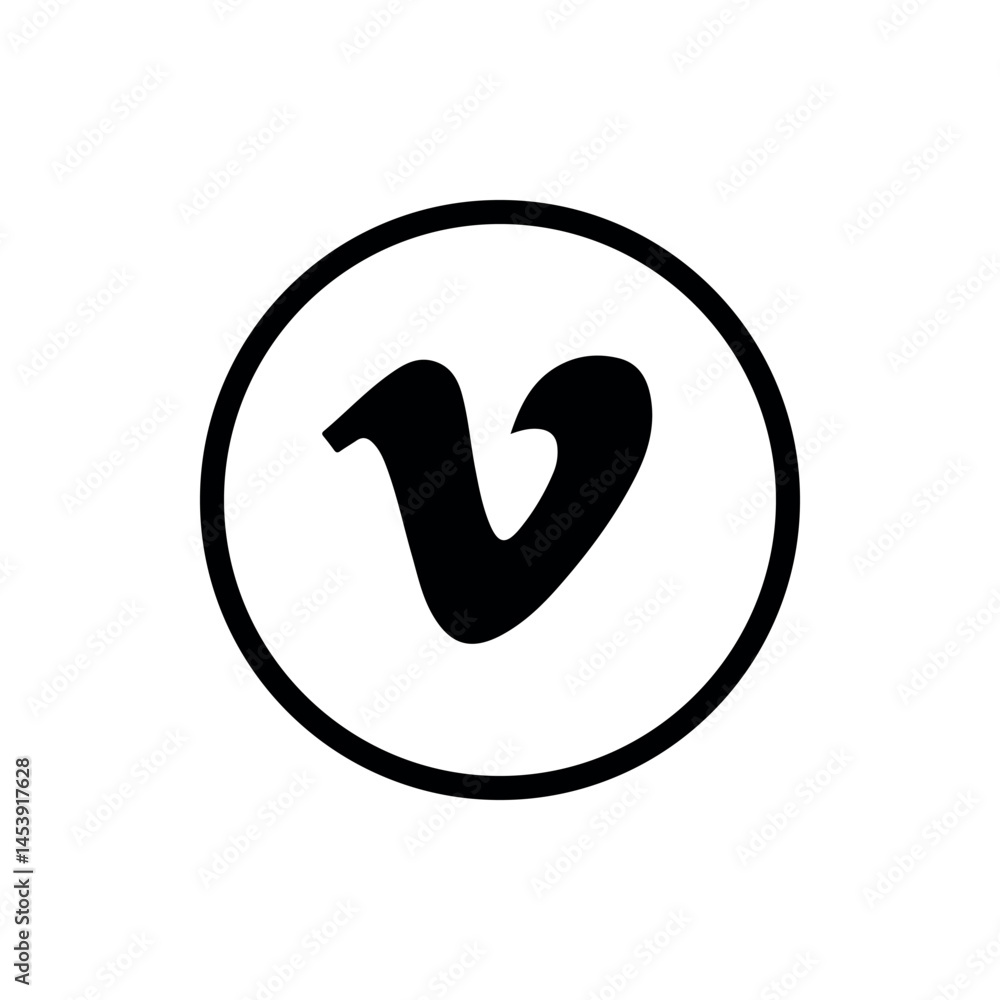 Vimeo Logo Black Circle Outline Icon, Vimeo App Vector, Editable SVG ...