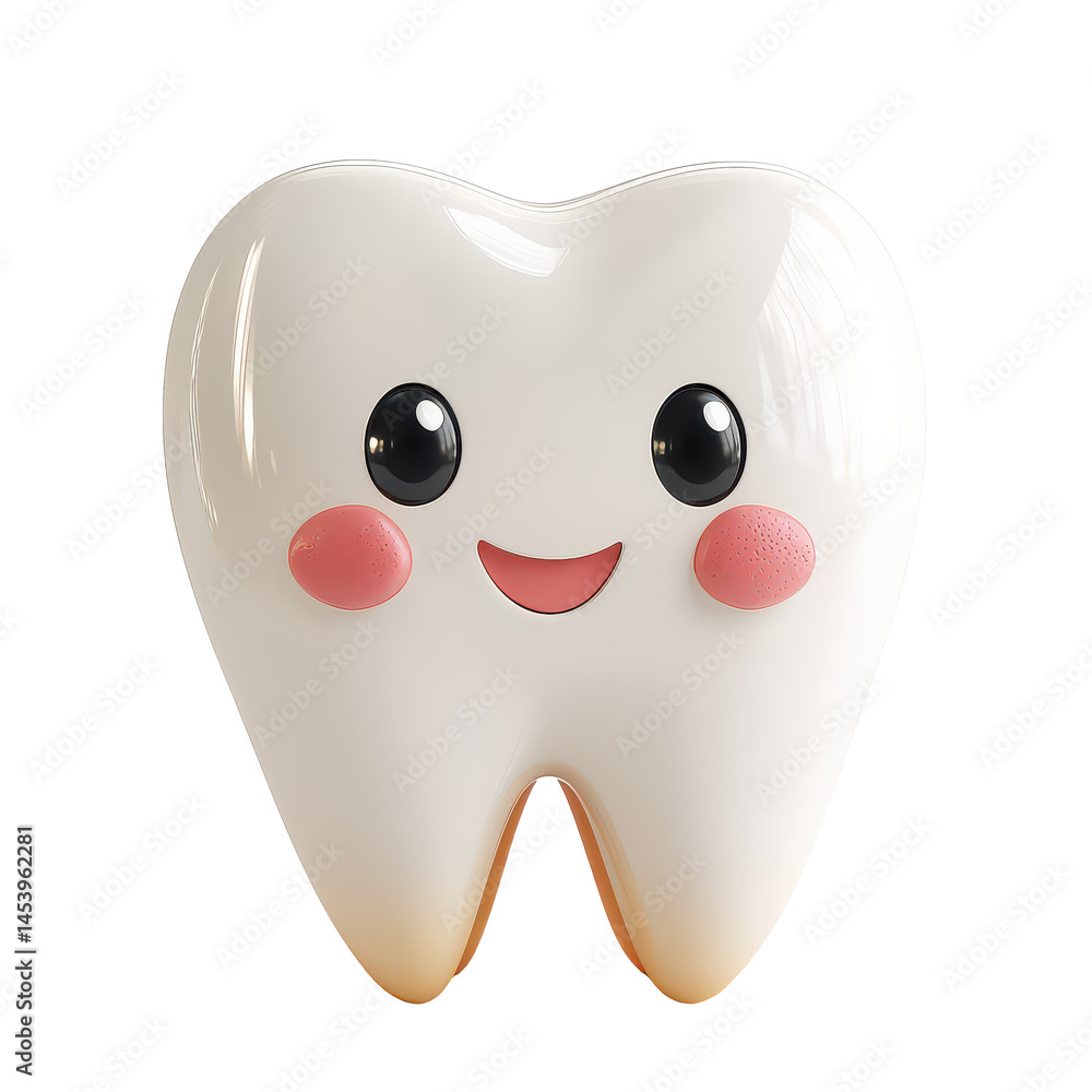 Cute cartoon tooth with a smile isolated on white png fun tooth ...
