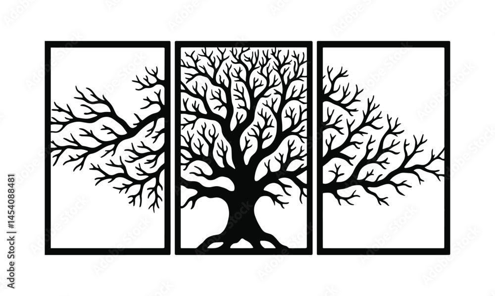 Tree of life split panel SVG, 3-piece wall art for Cricut and laser ...