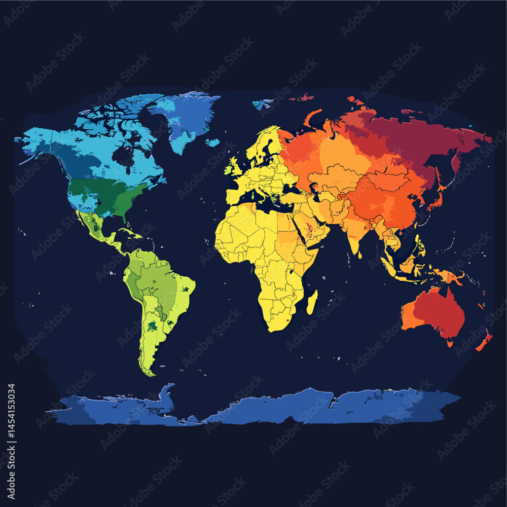 Vector political map of the world without names: clear country borders ...