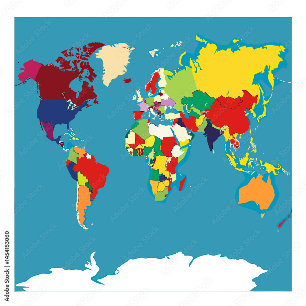Vector political map of the world without names: clear country borders ...