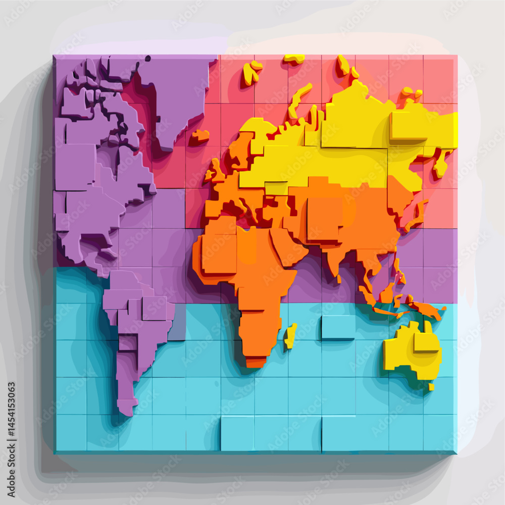Vector political map of the world without names: clear country borders ...