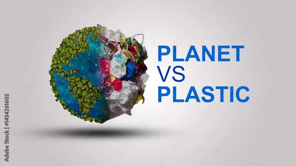 Planet vs. Plastics , Earth day 2026 concept 3d tree background. A ...