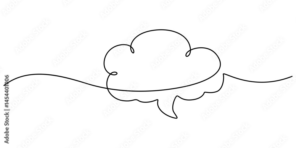 Speech bubble continuous one line drawing, Empty speech minimalist ...