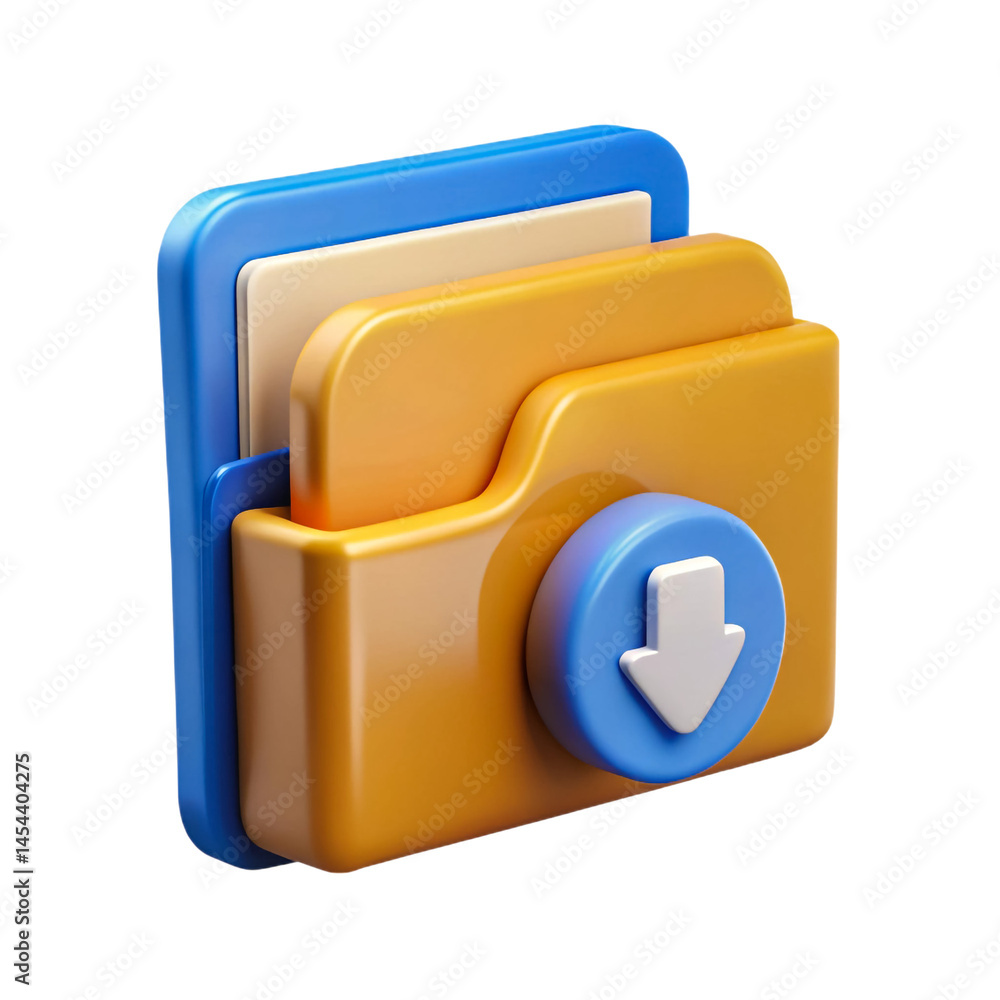 Download 3D folder icon Stylish orange and blue design with a prominent ...