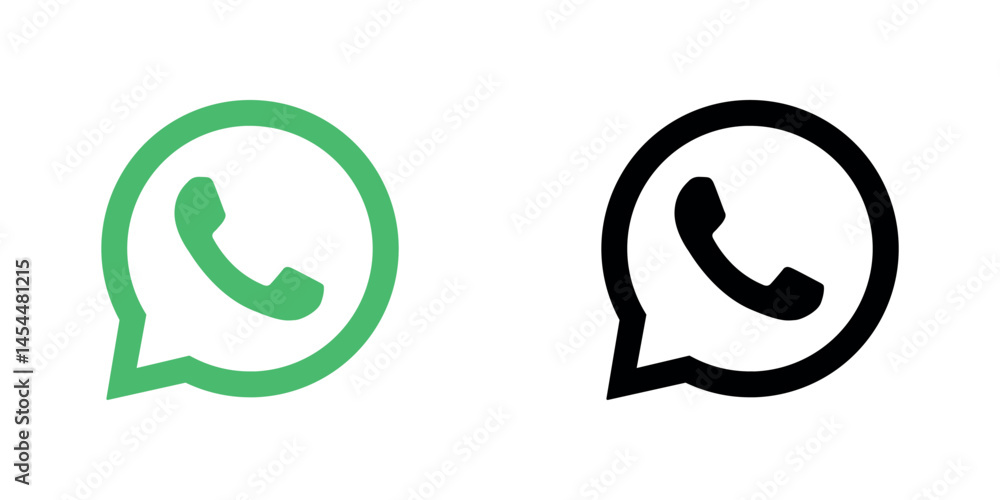 Vektor WhatsApp Color and Black Icon Vector, WhatsApp App Logo ...