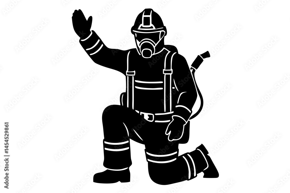 Praca wektorowa bez tantiem: Silhouette design of a kneeling ...