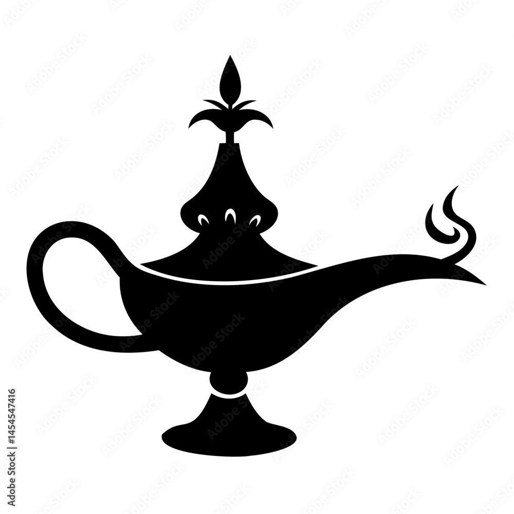 Aladdin lamp vector graphic illustration for magical wishes and genie ...