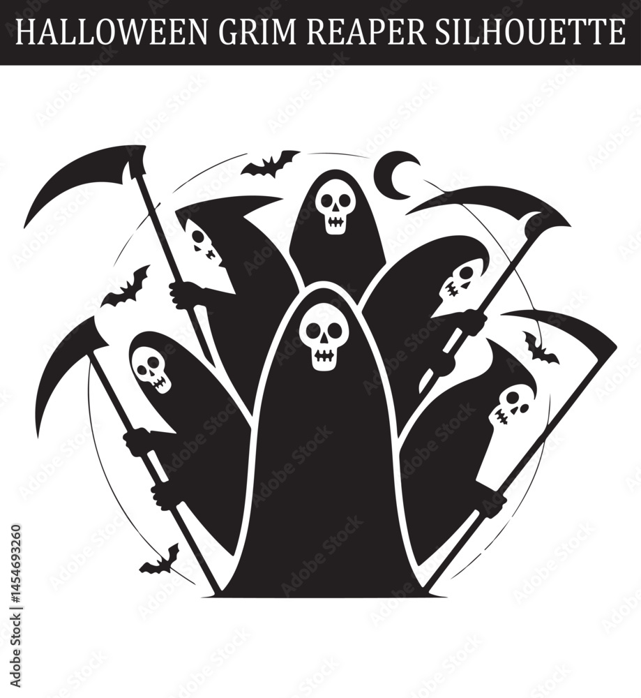 Collection of various black and white grim reaper icons in different ...