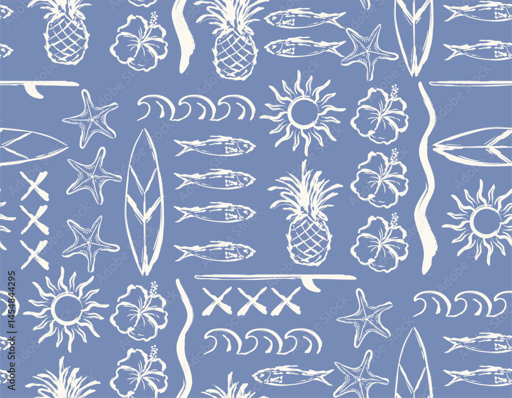 Seamless Marine Life Pattern Vector Lobsters Corals Seaweed Coral ...