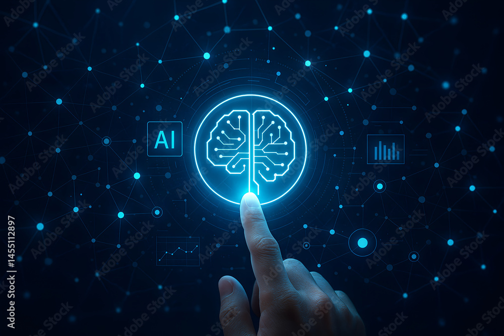 Artificial Intelligence Technology Concept Futuristic Brain Neural Network. AI agent and ...