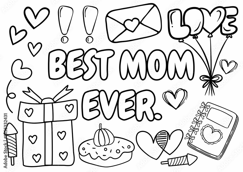 Ilustración de Stock Mother's Day Coloring Pages for Kindergarten | Fun ...