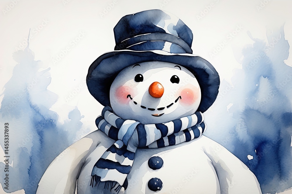 Adorable watercolor snowman clipart with transparent background ...