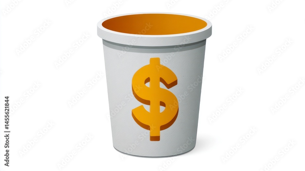 Waste Management and Finance Concept Dollar Sign in Trash Bin ...