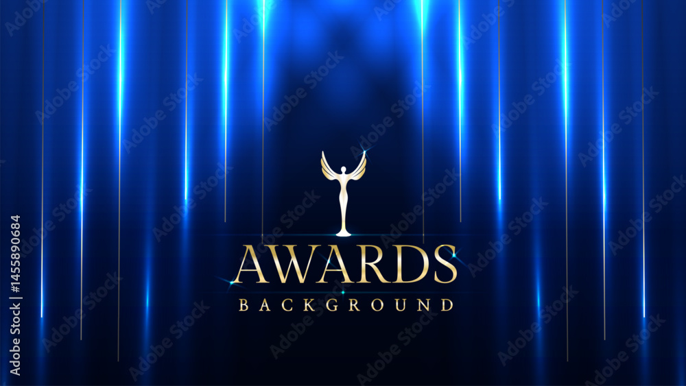 Dark blue luxury awards graphics background with light neon elegant ...