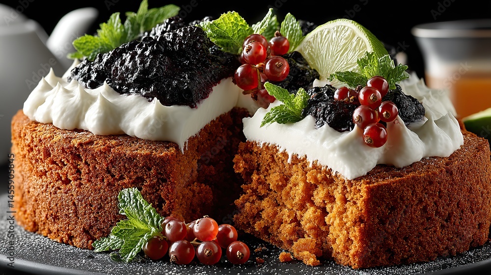 Currants added to spice cake, providing a burst of fruity flavor to the ...