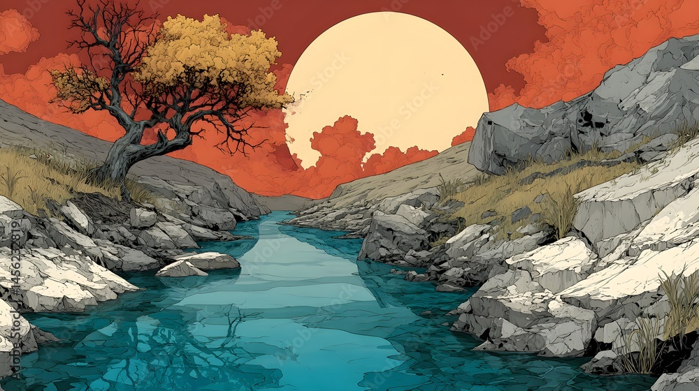 Surreal illustration of a water-starved, drought-stricken Australian ...