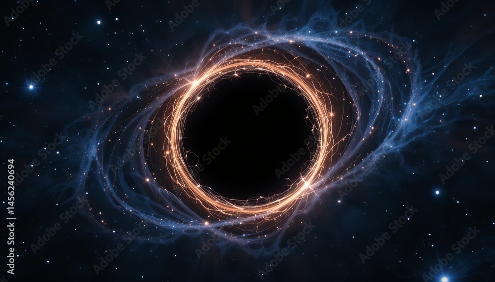 Black hole over star field in outer space, abstract space wallpaper ...