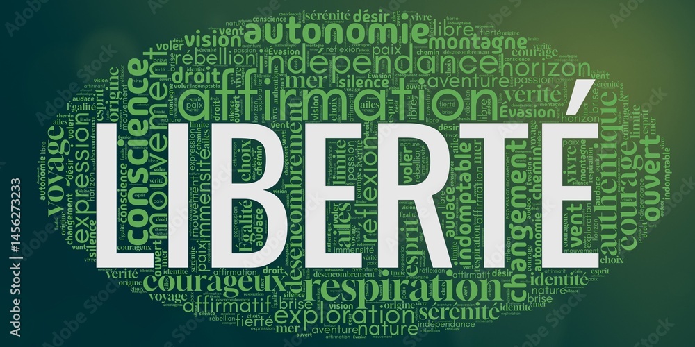 Ilustración de Stock Nuage de mots centré sur "Liberté", avec des ...