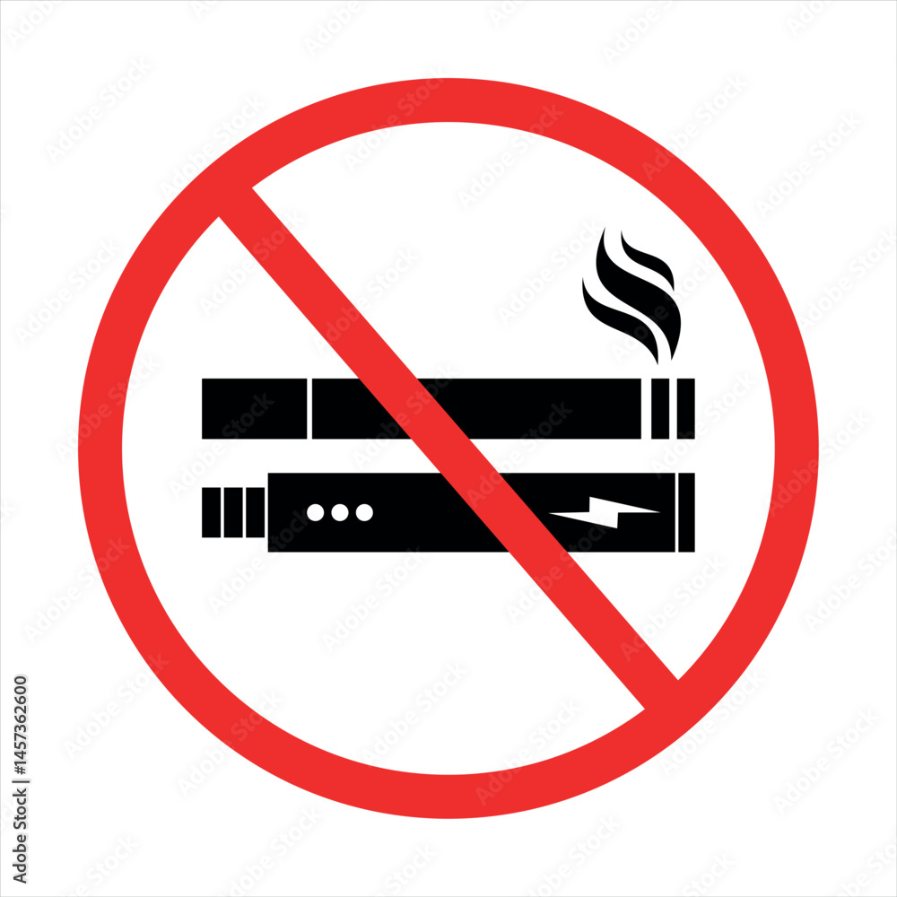 no smoking and vaping sign – prohibited symbol for cigarette and e ...