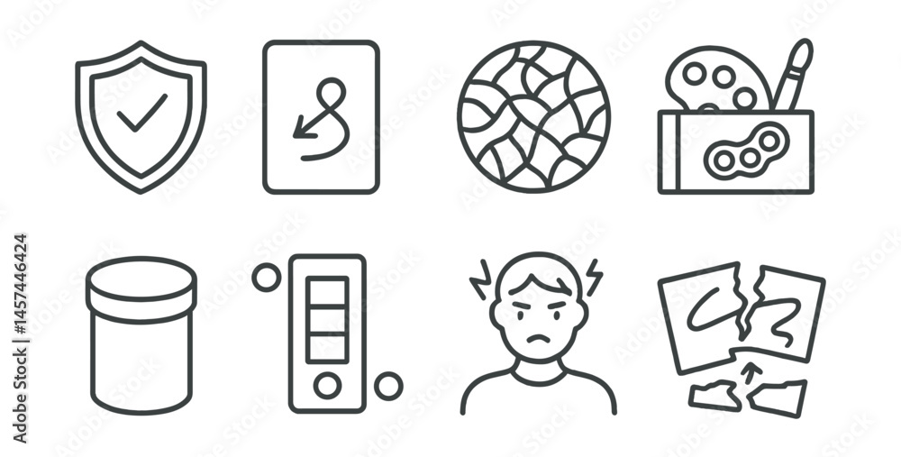 Line style icons of trauma-informed art sessions: safe boundaries badge ...