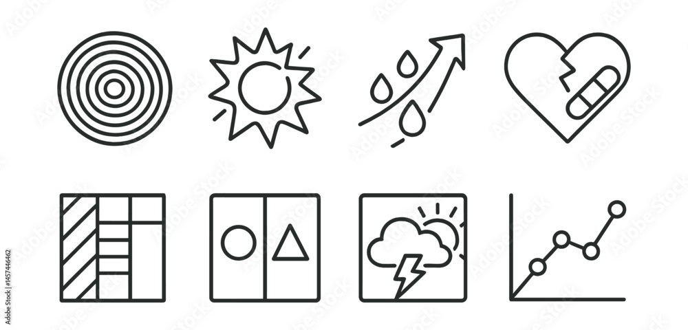 Vektor Line style icons of creative growth and healing: growth ring ...