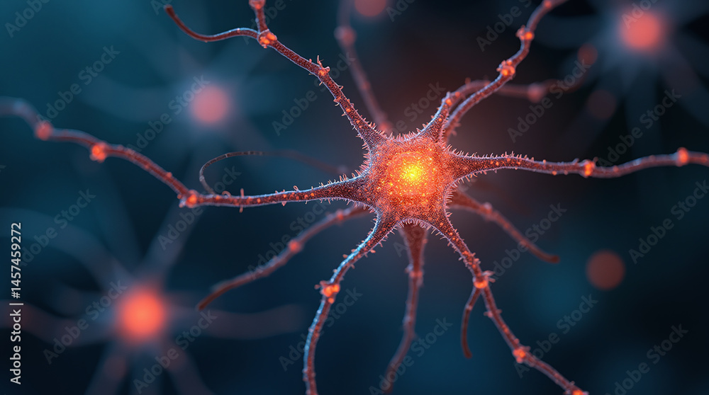 Neurons and New Neural Connections in Brain and Nervous System, Glowing ...