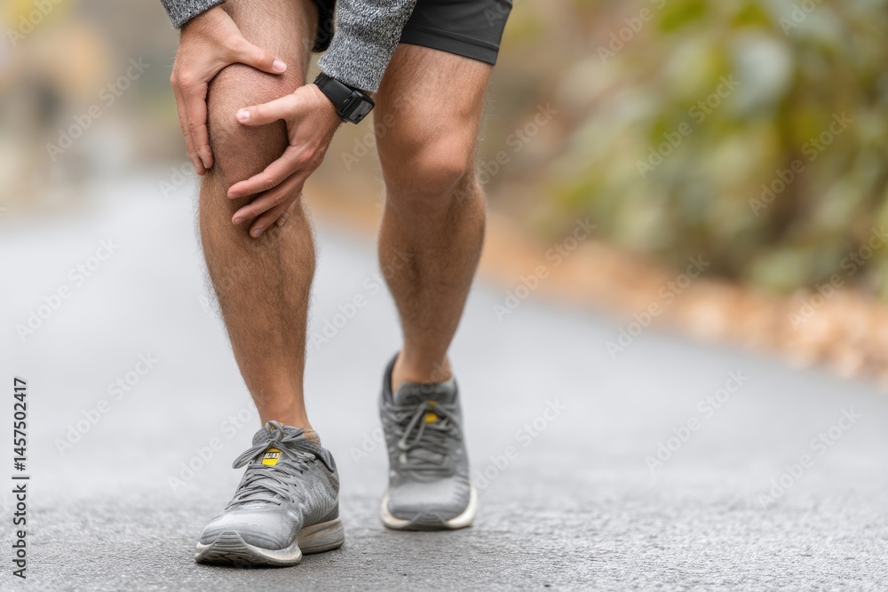 Fotografie Knee joint concept: patella stress, cartilage wear, ligament ...