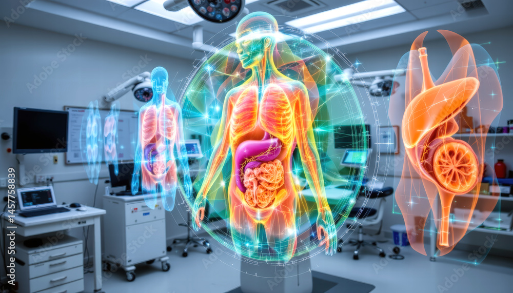 Immersive AI assisted surgery room showcasing high fidelity holograms ...